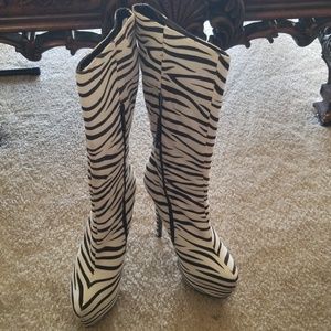 Alba | Shoes | Zebra Print Stiletto Boot | Poshmark